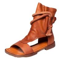 China German Sole Leather Roman Sandals Solid Pattern Pull On Closure for sale