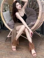 China Cow Leather Roman Sandals Women High Wedge Heels 9CM Summer Cool Boots for sale