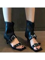 China Women's Full Leather Tassel Rivet Roman Sandals 9cm High Wedge Heel Anti-Slip for sale