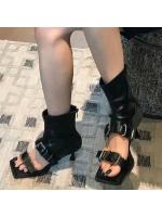 China Women's Full Leather Tassel Rivet Roman Sandals 9cm High Wedge Heel Anti-Slip for sale