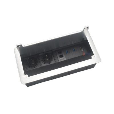 China USB 3.0 data Mount in desk modular brush flip up power socket for sale