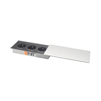China Multi power aluminum alloy built into office desk mount socket with sliding cover for sale