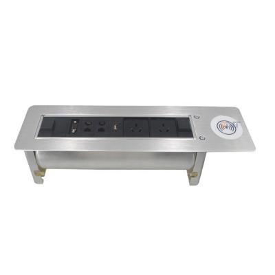 China Office power data supply table top electric flip up wireless charger socket for sale
