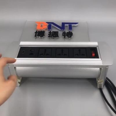 China Thick aluminum material manual flip up conference table power socket for sale