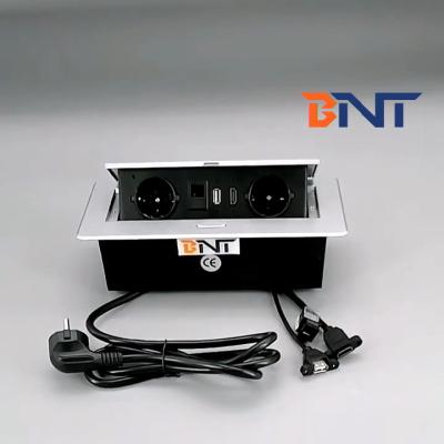 China 220V EU power aluminium alloy multimedia office table top socket with schuko plug for sale