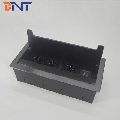 China Multimedia conference room flush mount brush clamshell table outlet socket with EU outlet for sale