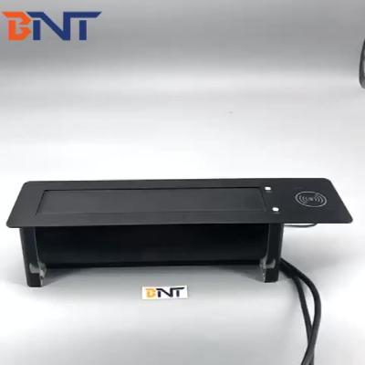 China Aluminum black flush mount office table replaceable desk sockets with wireless charger for sale