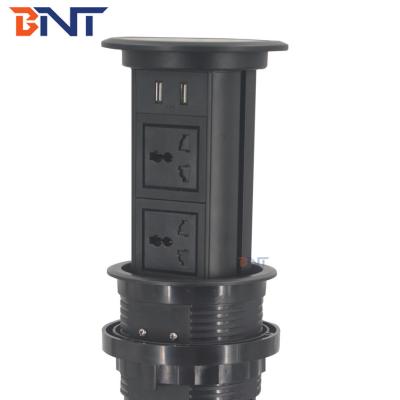 China Wireless phone charger on top motorized rise and down pop up tower power socket for kitchen for sale