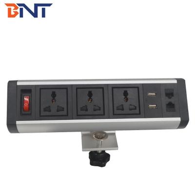China BNT office equipment smart automation office power strip with bracket on desk connector clamping on edge of the desk for sale