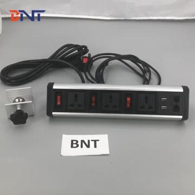China Office clamp on table dual usb charger desk table clip clamp socket for office furniture for sale