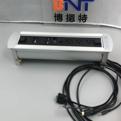 China BNT office equipment smart automatic  tabletop motorized flip up multimedia jack with US power socket for sale