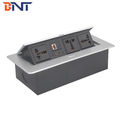 China Aluminum flushed mounted hidden type tabletop pop up power socket outlet for sale