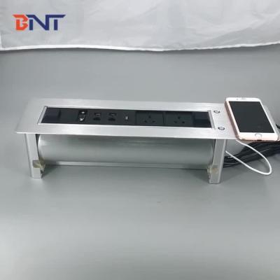 China Multifunction office  electrical accessory AU power tabletop electric flip socket with wireless charger for sale