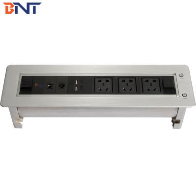 China BN High quality brushed aluminum motorized flip up desktop socket for sale