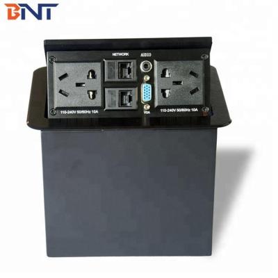 China Office Floor Outlet for Desktop Hydraulic Pop Up Type Power Socket with Aluminum Alloy Panel for sale