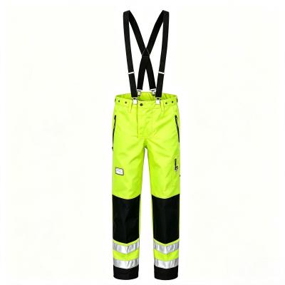 China Water Jetting High Visibility Bib Overalls Adjustable Waistband Heavy Duty Waterproof Coveralls Impact Resistant for sale