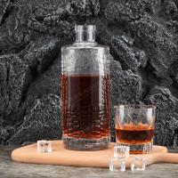 China Bar Party Liquor Bottle Clear Glass Whiskey Decanter Dispenser Set 1000ml Hot Stamping for sale