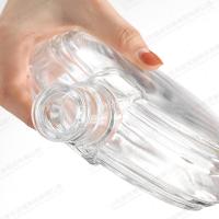 China 350ml 500ml 700ml Round Glass Liquor Decanter with Hot Stamping and Engraved Glass Lid for sale