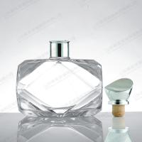 China 350ml Hand Carved Fire Polish Crystal Shape Glass Whiskey Bottle With Stopper Handmade for sale