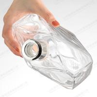China 350ml Hand Carved Fire Polish Crystal Shape Glass Whiskey Bottle With Stopper Handmade for sale