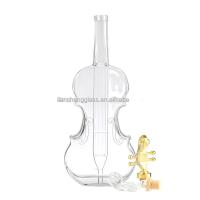 China 350ml 500ml 750ml 1000ml Guitar Shape Glass Bottles With Gold Lid For Whiskey Liquor for sale