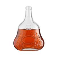 China Glass Liquor Wine Whisky Bottle With Cork Lid Transparent Round Empty and Custom Size for sale