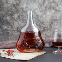 China Glass Liquor Wine Whisky Bottle With Cork Lid Transparent Round Empty and Custom Size for sale