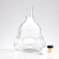 China Glass Liquor Wine Whisky Bottle With Cork Lid Transparent Round Empty and Custom Size for sale