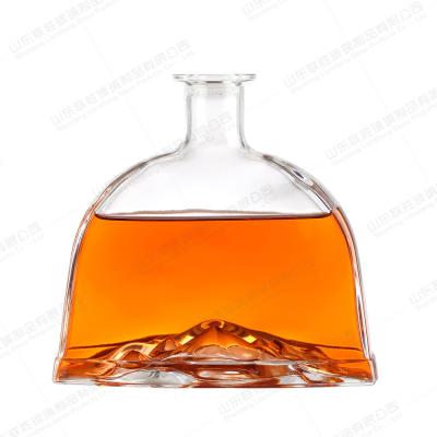 China Custom 750 Ml Glass Essential Flat Liquor Wine Bottles with Cork Lid and Rubber Stopper for sale
