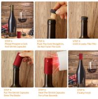 China Custom Wine Bottle Cork With Black Plastic Top PVC Heat Shrink Capsule Bottle Seal for sale