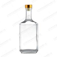 China Clear Glass Whisky Spirit Bottle with 375ml Capacity and Unique Square Shape Design for sale