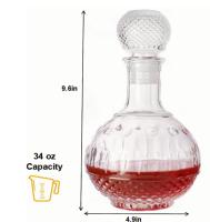 China Glass Collar Customized Logo 750ml Whisky Decanter For Luxury Carved Liquor Decanter for sale