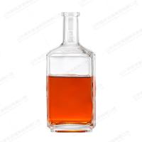 China Clear Glass Whisky Spirit Bottle with 375ml Capacity and Unique Square Shape Design for sale
