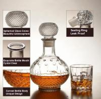 China Glass Collar Customized Logo 750ml Whisky Decanter For Luxury Carved Liquor Decanter for sale