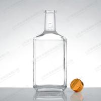China Clear Glass Whisky Spirit Bottle with 375ml Capacity and Unique Square Shape Design for sale