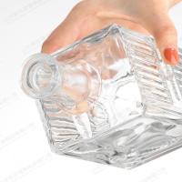China Clear Glass Whisky Spirit Bottle with 375ml Capacity and Unique Square Shape Design for sale