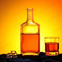 China Clear Glass Whisky Spirit Bottle with 375ml Capacity and Unique Square Shape Design for sale