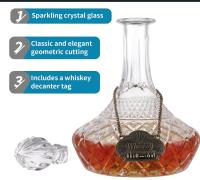 China Whiskey Brandy Vodka Tequila Glass Bottle Decanter with Label and Leak Stopper Perfect for sale