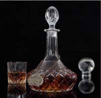 China Whiskey Brandy Vodka Tequila Glass Bottle Decanter with Label and Leak Stopper Perfect for sale