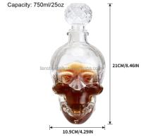 China Healthy Lead-free Glass Skull Shape Bottle for Whisky Vodka Spirits 500ml 750ml 1000ml for sale