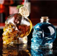 China Healthy Lead-free Glass Skull Shape Bottle for Whisky Vodka Spirits 500ml 750ml 1000ml for sale