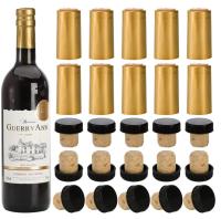 China Wine Bottle Cork Black Plastic Top Gold PVC Shrink Capsule Custom Order Accepted for sale