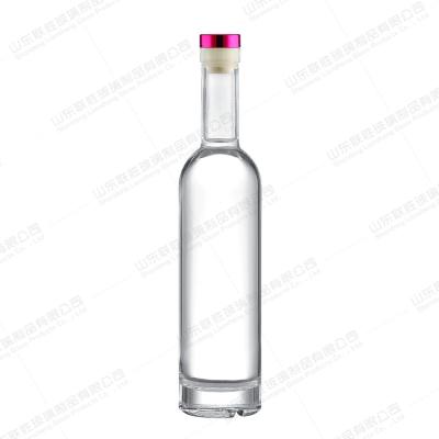 China 375ml 500ml Flint Glass Bottle for Wine Liquor Transparent Round Base Material Glass for sale