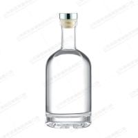 China Sealing Type Rubber Stopper 500ml Clear Round Liquor Whisky Glass Bottle for End Bars for sale