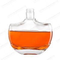 China Hot Stamping Unique Shape Glass Liquor Wine Vodka Tequila Bottle with Sealed Cork Lid for sale
