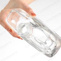 China Hot Stamping Unique Shape Glass Liquor Wine Vodka Tequila Bottle with Sealed Cork Lid for sale