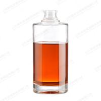 China Customized Xo Transparent Glass Bottle 500ml 750ml Whisky Gin Bottle With Cork Stopper for sale