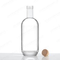 China Acceptable Customer's Logo Transparent Boston Round Glass Bottle 700ml 750ml 1000ml for sale