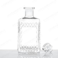 China Glass Lid Square Liquor Bottle for Tequila Whiskey Unique and Elegant Design for sale