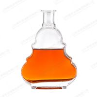 China 1L Creative Glass Bottle for Alcoholic Beverages Glass Lid Custom Label Transparent for sale